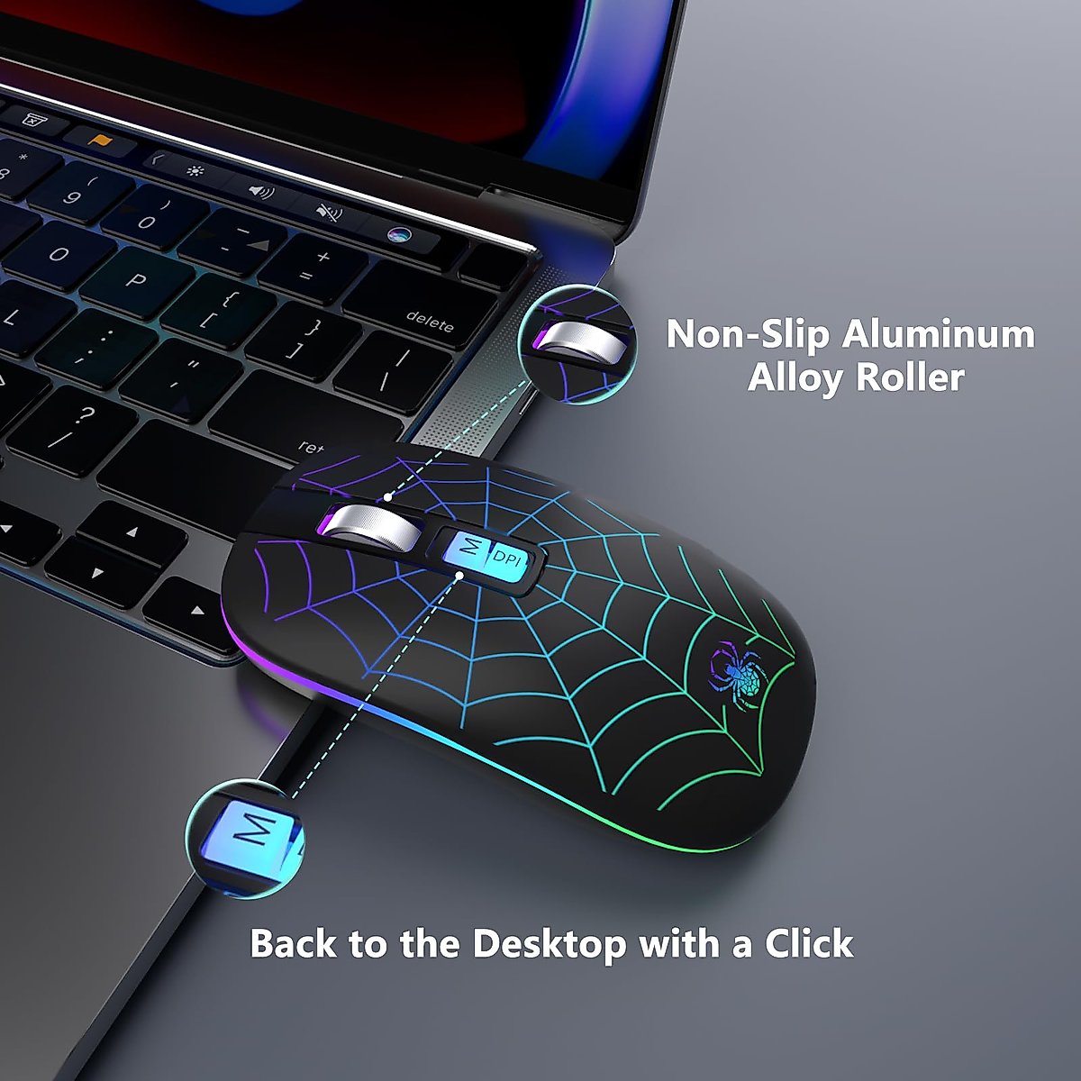 HOTLIFE Wireless Mouse，Wireless Bluetooth Mouse for Laptop - LED Computer Mice (Bluetooth 5.1 +USB) - Rechargeable Mouse - 2.4G Portable Tpye-c Mouse - Wireless Mouse for PC, Mac OS, Android, Windows