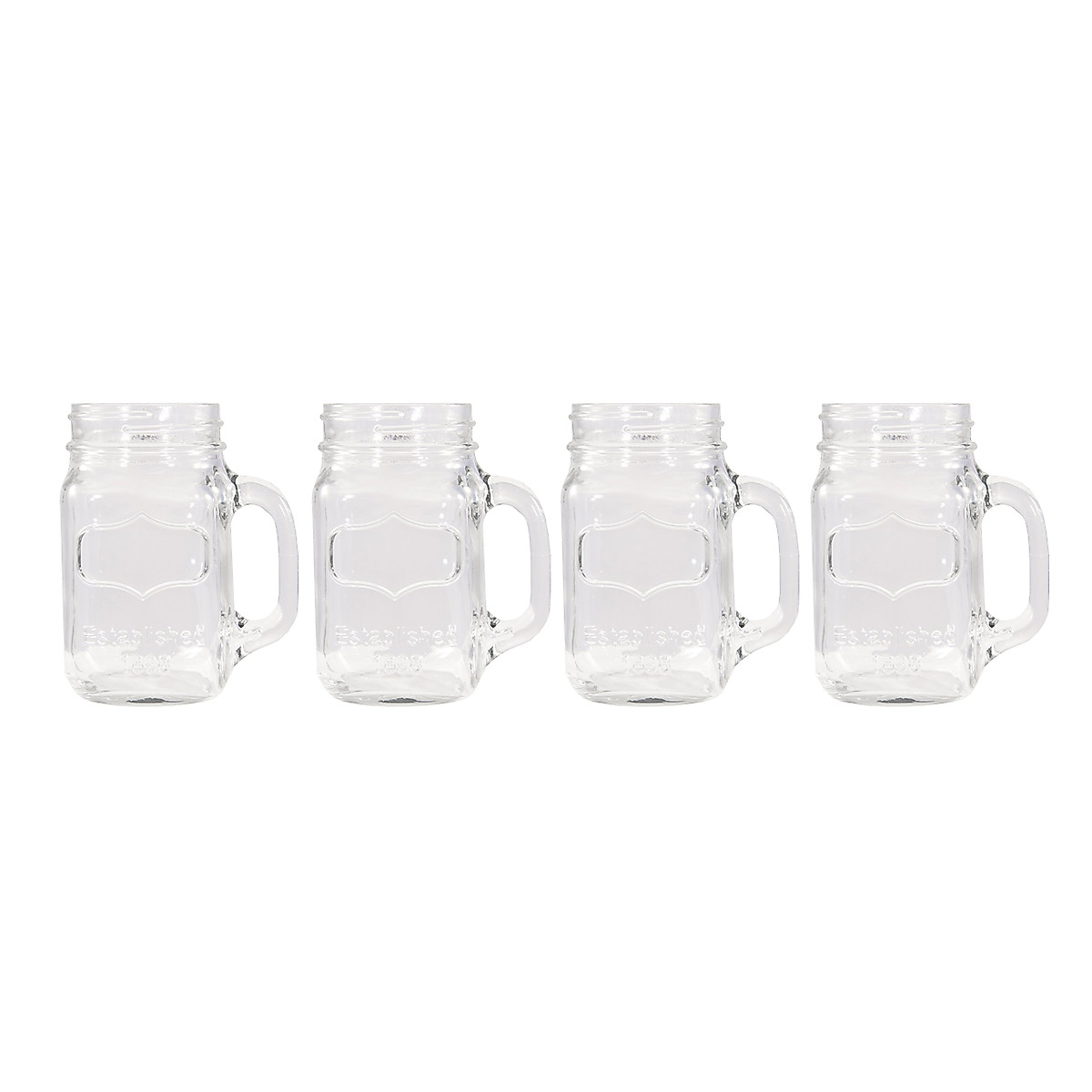 Circleware Simply Mason Jar Mug Shot Glasses with Handle, Set of 6, Party Home Entertainment Dining Beverage Drinking Glassware for Brandy, Liquor, Bar Decor, Jello Cups, 4.7 ounce, Clear (66993)