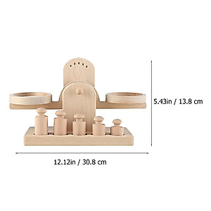 iplusmile Wooden Scale Wooden Montessori Math Materials Weighing Scale Set Preschool Educational Learning Tool 1 Set