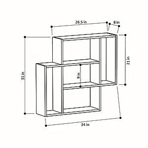Ada Home Décor Blair Wall Shelf, 34'' x 34'' x 8'', Ivory & Anthracite
