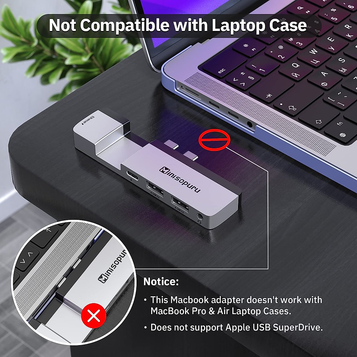 USB C Hub Multiport Adapter for MacBook Pro 14/16 Inch 2021/2023 and MacBook Air M2/M3, Minisopuru USB C Hub 40Gbps,MacBook Pro Accessories Support with USB4/Thunderbolt, 100W PD, Ethernet, 2X USB A