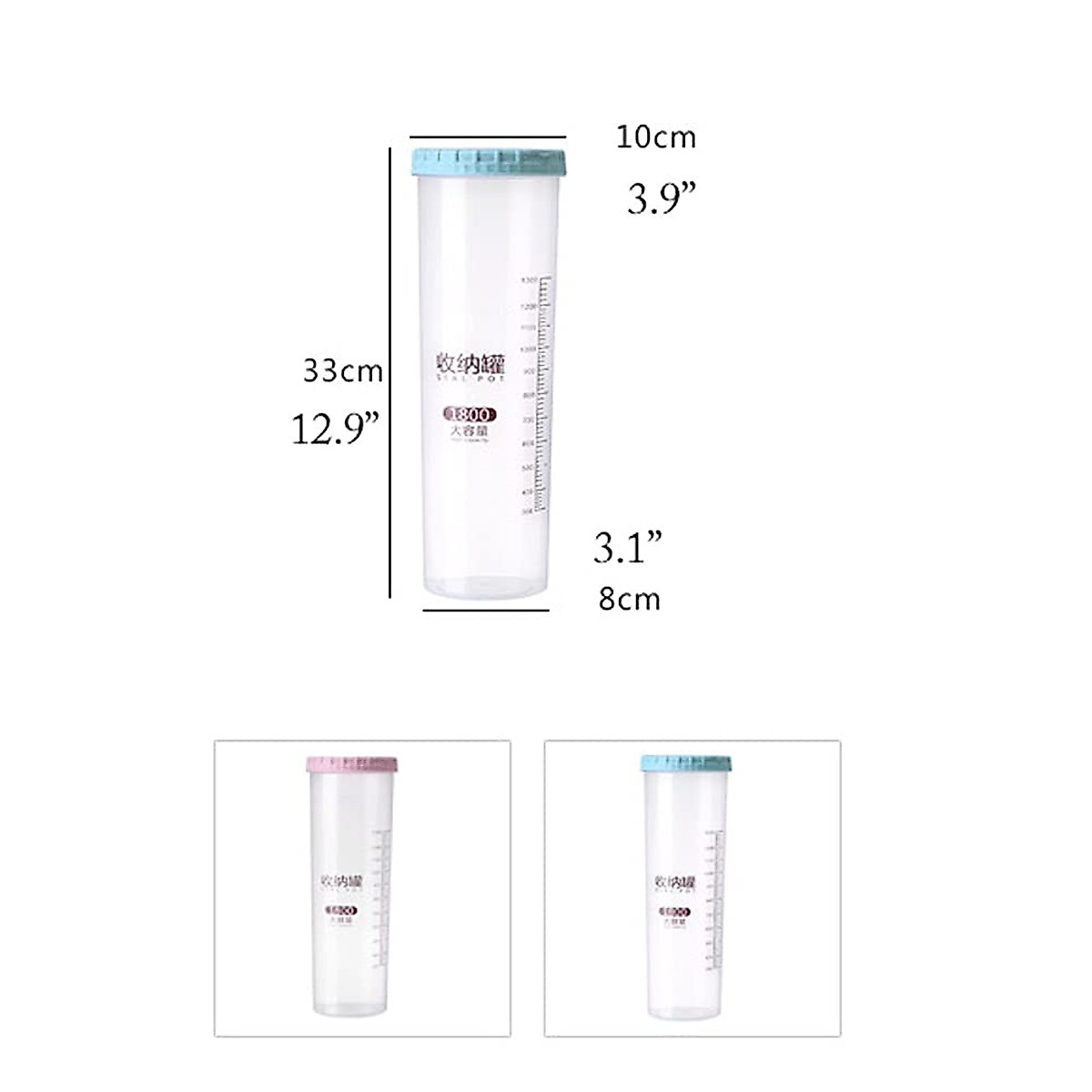 FSHAN Kitchen Jars Airtight Food Storage Containers with Lids 1.8L Pasta Cereal Containers Tall Clear Spaghetti Pasta Storage Container Set Useful Container Set (Color : 2pcs Pink)