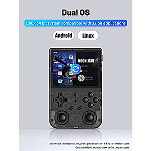 RG353V Handheld Game Console 3.5 Inch IPS Screen 640*480 High Resolution CPU RK3566 Quad-Core OS Android 11, Linux 2G/64G+16G 3200mAh Battery(Black Transparent)