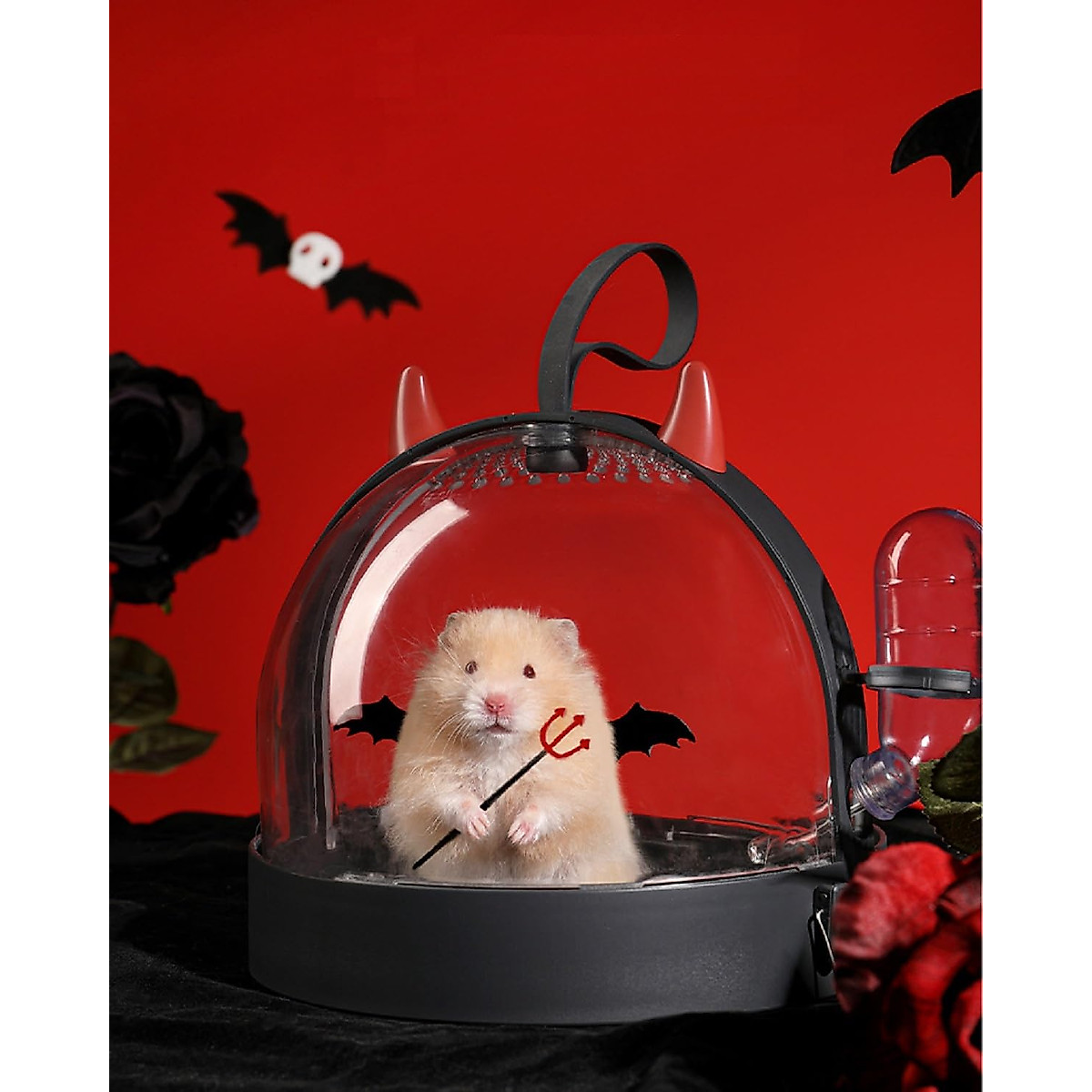 Portable Travel Small Animal Carrier Cage with Water Bottle, Breathable Small Pet Outgoing Bag Case for Hamster Sugar Glider Gerbil Hedgehog Squirrel Lizard Bird Ferrets Chinchilla Guinea Pig