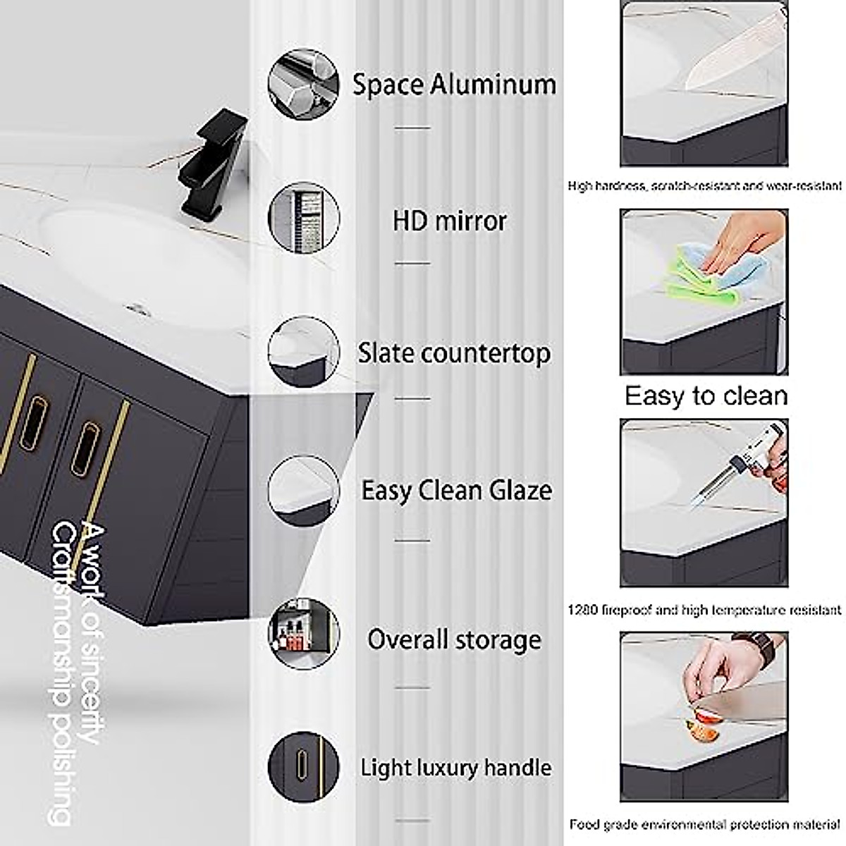 OOCCO Corner Bathroom Vanity,Wall Mount Bathroom Sink,Small Corner Sink,Corner Bathroom Vanity Sink Combo,Above Counter Mini Wall Vanity Vessel Sinks,for Home Kitchen Patio Laundry Room