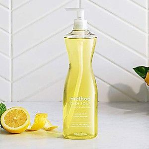 Method Gel Dish Soap Refill, Lemon Mint, Biodegradable Formula, Tough on Grease, 36 Fl Oz (Pack of 6)