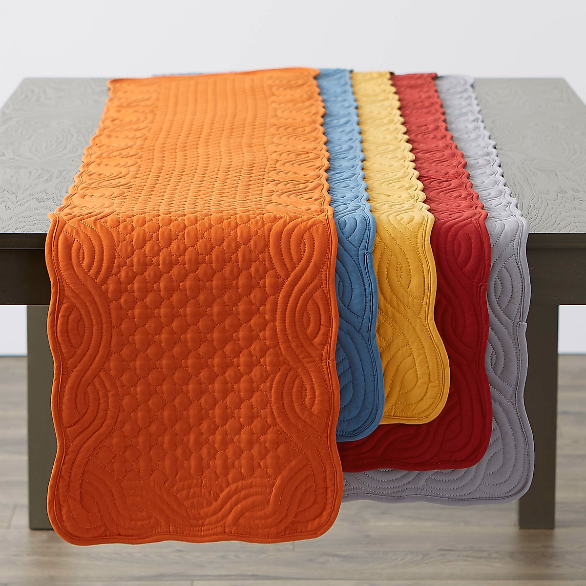 DII Quilted Farmhouse Collection Tabletop, Table Runner, 13x72, French Blue