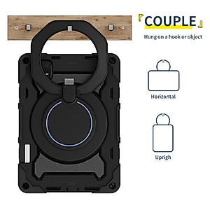 DWaybox Case for Xiaomi Pad 6 / Pad 6 Pro 11.0 inch, PC + Silicone 3-Layers Combo Armor Heavy Duty Shockproof Cover with 360° Rotating Ring Stand -Black