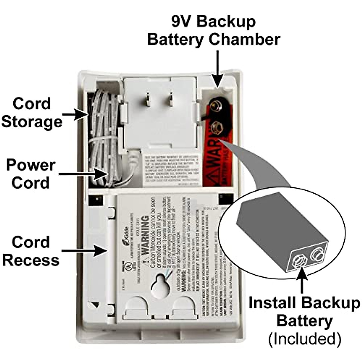 Kidde Carbon Monoxide Detector, Plug In Wall with 9-Volt Battery Backup, Digital LED Display