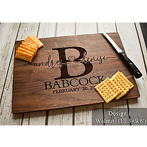 Personalized Wedding Gifts, Cutting Boards with Custom Names and Date for Anniversary, Housewarming, Christmas, Valentines Day, Handmade Wooden Kitchen Gift for Parents, Couples, Newlyweds - 13.5×9.5"
