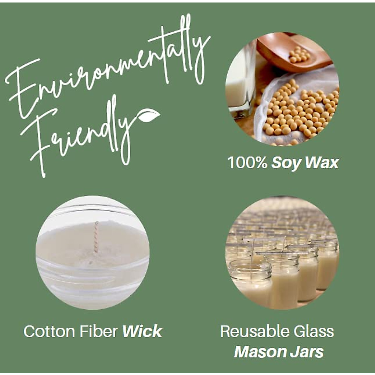 Nika's Home Oakmoss & Amber Soy Candle 12oz Mason Jar Non-Toxic White Soy Handmade, Long Burning 50-60 Hours Highly Scented All Natural, Clean Burning Candle Gift Décor