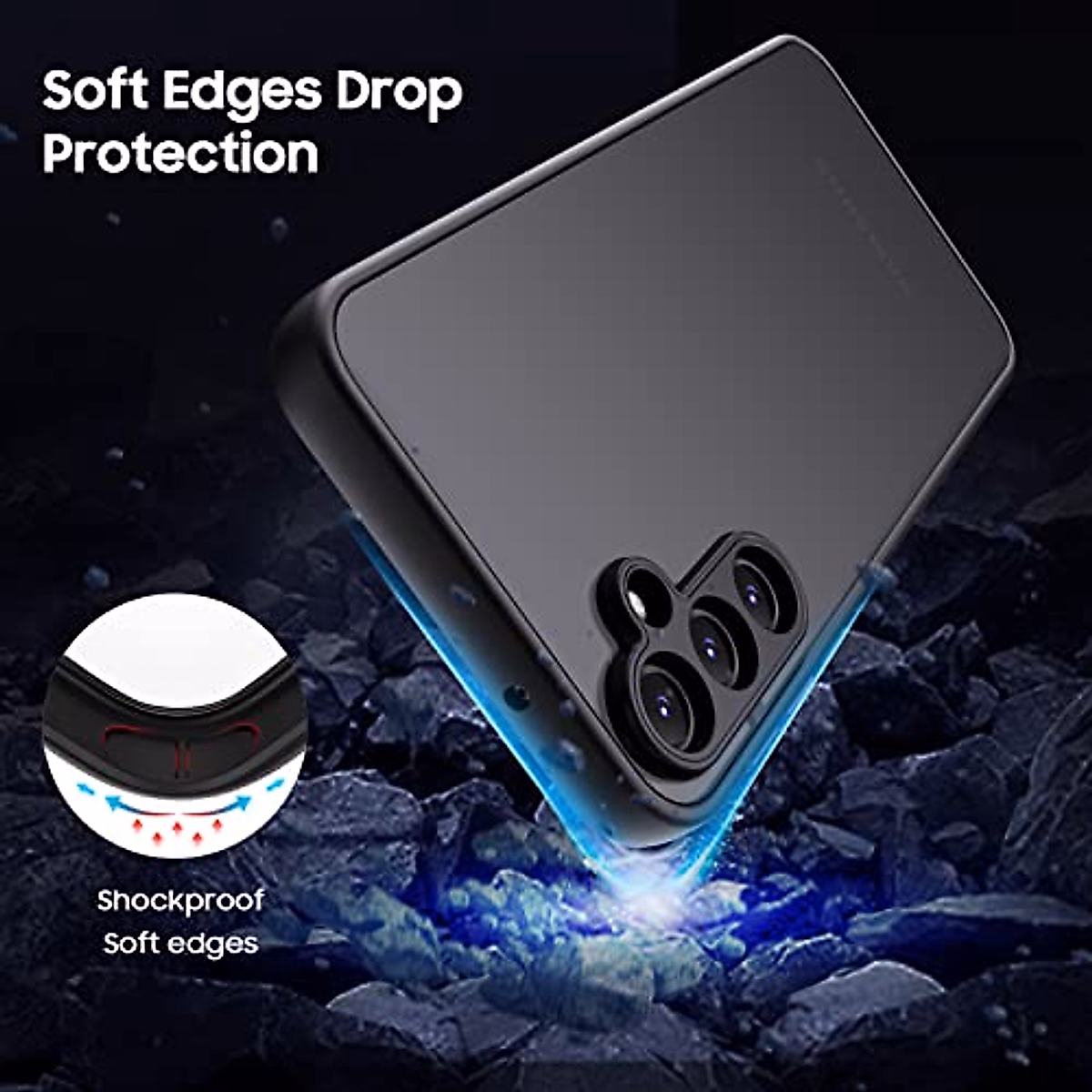 MAKAVO Slim Fit Galaxy A14 5G Case + Screen Protector - Ultra Thin, Camera Protection, Matte PC Back (Black)