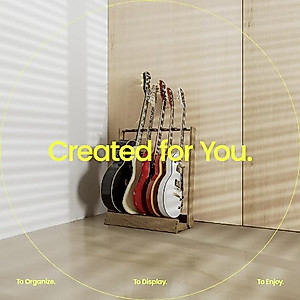 String Swing Guitar Stand, Multi Guitar Rack for Acoustic, Electric, Bass Guitars, Hand Welded Steel & Oak Hardwood, Padded Guitar Holders, Guitar Stands Floor - USA Made