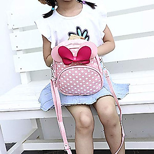 Voikukka Cute Little Girls Backpack Convertible Women Crossbody Purse Leather Mini Backpack Purse Pink Toddler Backpack Small Daypack Kids Travel Bag Ladies Backpack