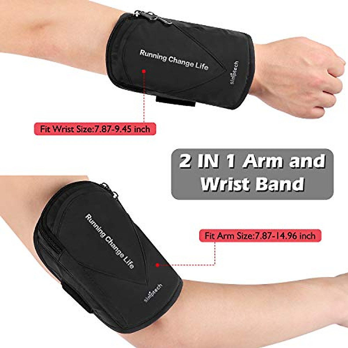 Simptech Running Phone Armband, Sweatproof Workout Phone Holder Fits iPhone 14/13/Pro Max/Plus/Mini/12/11/SE/XR