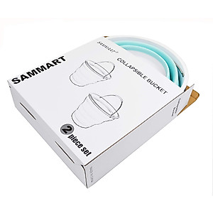 SAMMART 10L (2.64 Gallon) Collapsible Plastic Bucket - Foldable Round Tub - Portable Fishing Water Pail - Space Saving Outdoor Waterpot, 2 Pieces Box Pack