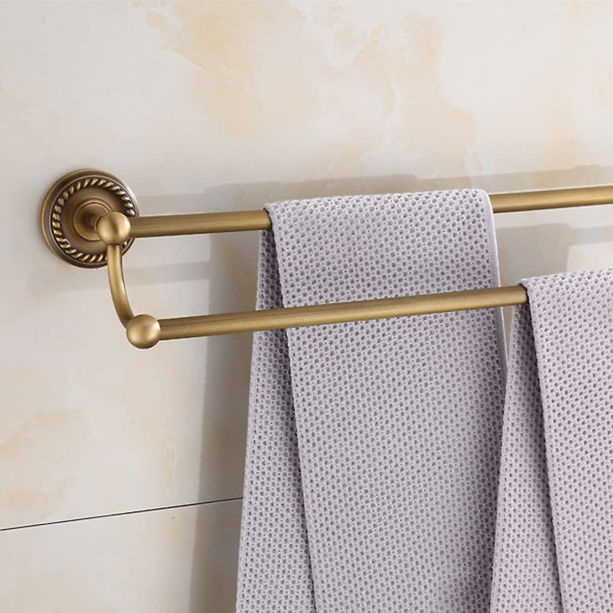 Bath Towel Bar European Style Antique Brass Antique Double Towel Rack, Bathroom Bathroom Towel Rail Towel Holder
