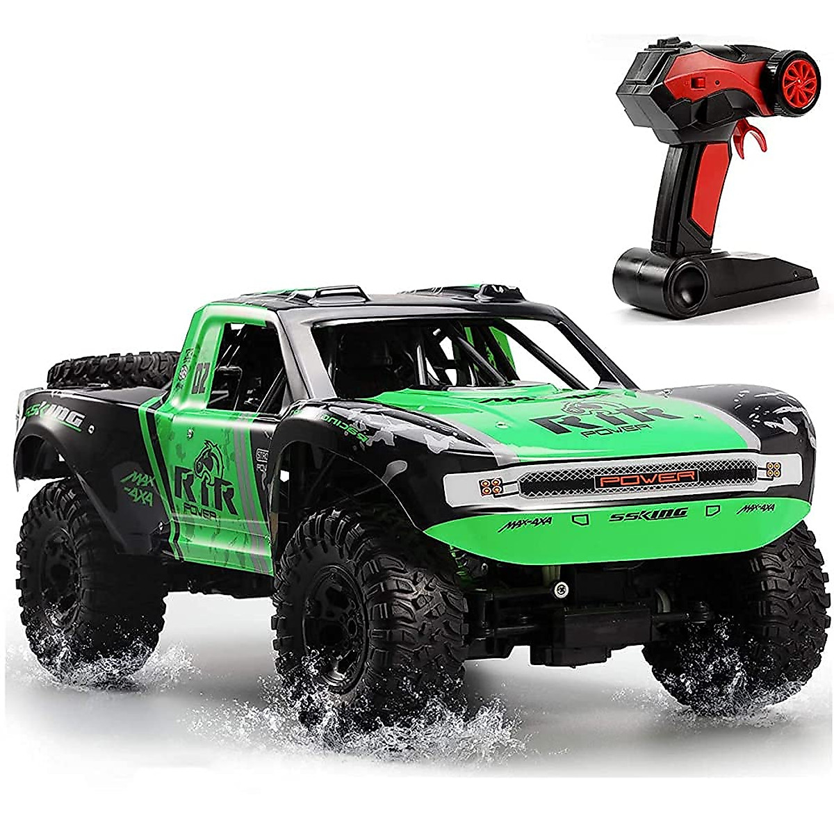 QAQQVQ Amphibious Remote Control Car, 1/10 Scale 20”Large RC Car Monster Truck 2.4GHz All Terrain Waterproof Racing Car Off-Road RC Crawler Toy Gift for Kids Adults