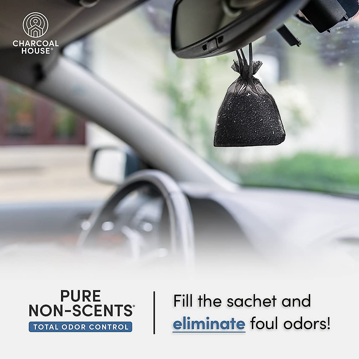 Pure Non Scents® Granular Coconut Shell Activated Charcoal - Non Toxic Odor Absorber & Eliminator for Home, Car, Shoes, Closet, Fridge, & More - Safe Deodorizer for Bad Odors - Unscented, 2lbs