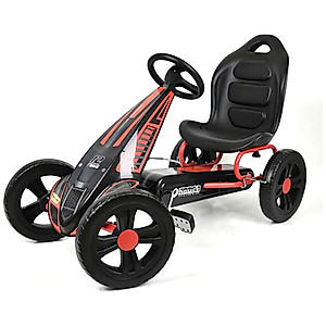 Hauck Hurricane Racing Go Kart w/ Low Profile Rubber Tires & Handbrake for Rear Wheels - Ride On Toy designed for Kids Ages 4-10 years