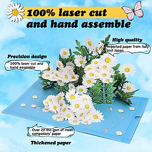Omgpeike 3D Daisy Flowers Pop Up Card for Teacher Appreciation Gifts, Thank You, Congratulations, Suitable for Mom, Daughter, Wife, Grandma