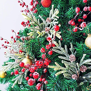 4 Pack ICY Red Berry Picks Artificial Christmas Berry Spray Iced Berry Stems Red Berry Twig Branches for Christmas Holiday Winter Floral Arrangement Centerpiece Seasonal Decoration 18.8" Tall