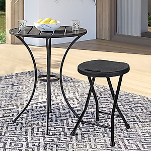 Magshion Foldable Stool with Handle Indoor Outdoor 6 Pack Backless Folding Stool 230lbs Capacity, 18 Inch Black