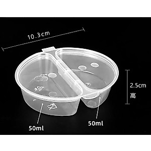 30PCs Double Compartment Condiment Container,Double Condiment Containers With Lids,Double Compartment Condiment Containers 2 Compartment Condiment Salad Containers Travel (30 double grids-100ml)