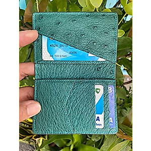 Doubleside Green Body Ostrich leather skin Credit Cardholder, leather credit cardcase, leather creditcard cover