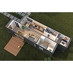 40FT Tiny Home for Adults to Live in, Portable Prefab House Customizable,Foldable Mobile Home with Steel Frame, Prefabricated Expandable Container House Modular Home, Tiny Home, prefab Home