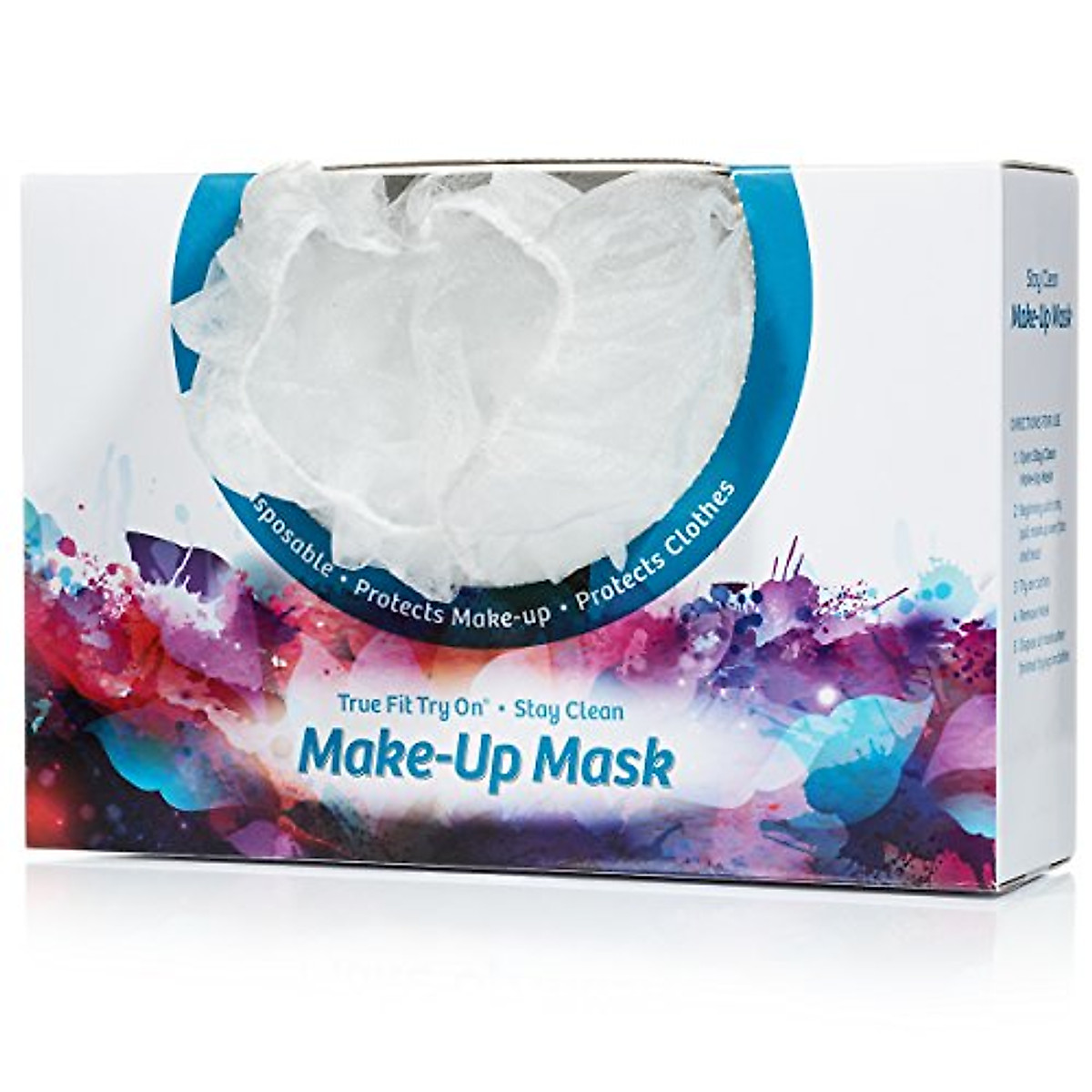 True Fit Try On Makeup Mask - Disposable Cosmetic Mask - Protects Face and Hair - 25 Pieces Per Box