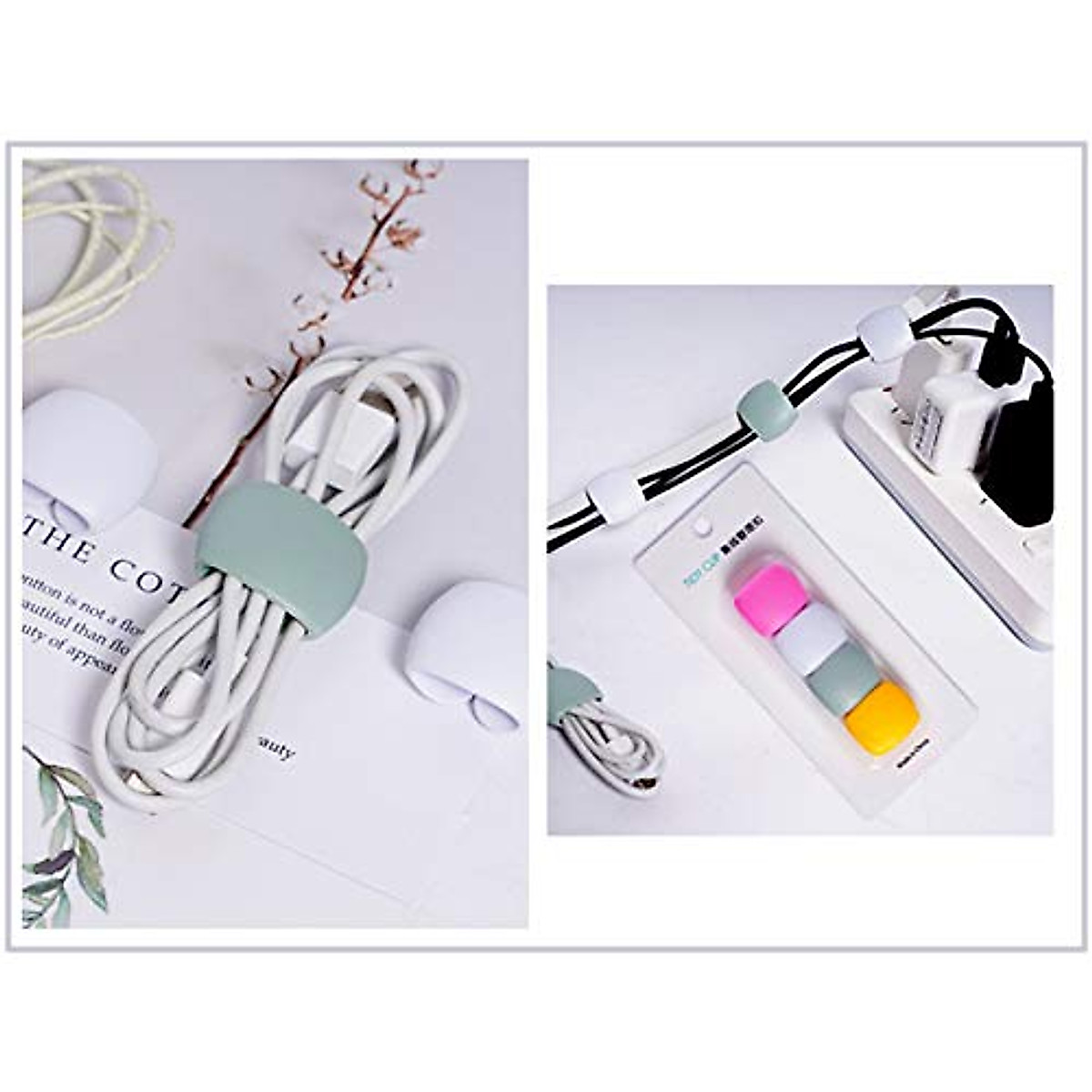 Keast 4Pcs Reusable Silicone Cord Organizer, Headphone Earphone Cable Organizer Cord Management Wrap Winder Headphone Cable Winder, Phone Charger Wire Clips for Business Travel1