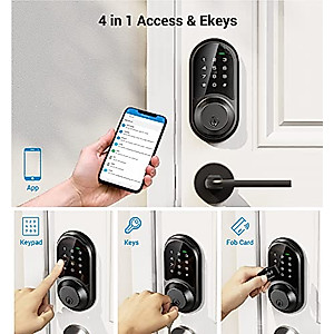 Veise Smart Lock, Keyless Entry Door Lock, Smart Locks for Front Door with App Control, Electronic Digital Lock with Touchscreen Keypad Set, Smart Deadbolt, Auto Lock, Easy Installation, Matte Black