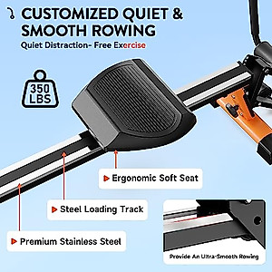 pooboo Rowing Machine, Upgraded Multifunctional Rower with 16 Level Resistance, Max 350lb Weight Capacity,Foldable Rowing Machines for Home Use