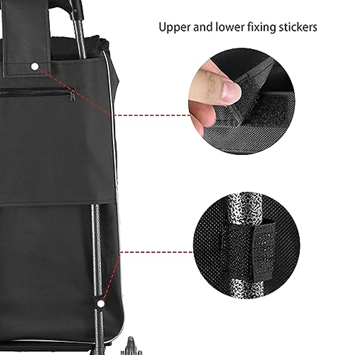 Trolley Bags for Shopping Cart Replacement Bag 7.87x12.60x25.98 Inch Foldable Waterproof Plum Blossom Oxford Shopping Cart Bag with Fasten Tape for Shopping Grocery Cart Trolley Bag Shopping Cart