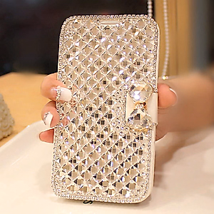 Shinyzone Compatible with Samsung Galaxy A23 5G/4G Bling Wallet Case for Woman Stylish Diamond PU Leather Flip Folio Stand Case with Card Holder,3D Sparkle Crystal Bowknot Magnetic Buckle