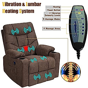 Giantex Power Lift Chair Electric Recliner Sofa for Elderly, Fabric Reclining Sofa w/ 8 Point Massage & Lumbar Heat, 2 Side Pockets Cup Holders USB Charge Port, Motorized Sofa Chair for Living Room