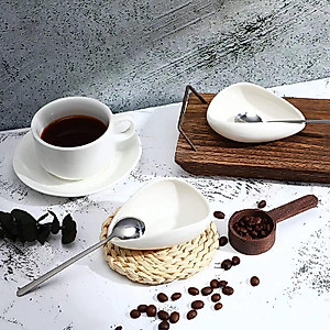 Coffee Spoon Rest, Small Ceramic Coffee Spoon Holder for Coffee Bar, White Coffee Spoon Rests for Coffee Station, Mini Teaspoon Rest for Coffee, Cute Tea Bag Rest for Coffee Bar Station Accessories