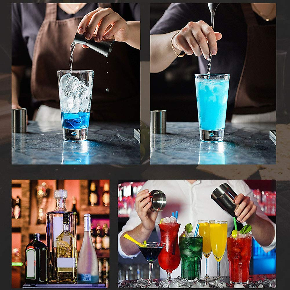 10Pcs/Set Cocktail Shaker Set Household Stainless Steel Cocktail Shakers Set Tools Kit Drink Shaker Bartender Kit Bar Accessories