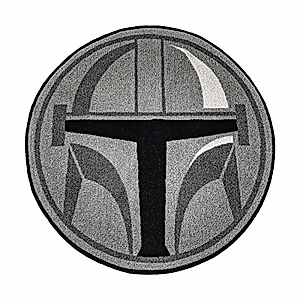 Ukonic Star Wars: The Mandalorian Helmet 52-Inch Round Printed Area Rug | Indoor Floor Mat, Accent Rugs for Living Room and Bedroom, Home Decor for Kids Playroom | Movie Gifts and Collectibles