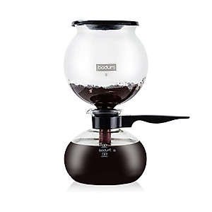 Bodum 34 oz Pebo Vacuum Coffee Maker, High Heat Borosilicate Glass, Black