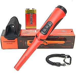 Fully Waterproof Portable Pinpointing Gold Metal Detector with LED Flashlight, 360 Degree Searching Pinpointer, IP68 Underwater to 5m/16.4feet Treasure Hunter for Adults and Kids, Three Modes, Red