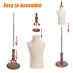 Child Mannequin for Clothes Display, Adjustable Kids Toddler for Apparel Scarf Window Shop Display, 2-3 Years Old, Brown