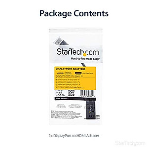 StarTech.com DisplayPort to HDMI Adapter - 4K 30Hz Active DisplayPort to HDMI Video Converter - DP to HDMI Monitor/TV/Display Cable Adapter Dongle - Ultra HD DP 1.2 to HDMI 1.4 Adapter (DP2HD4KS)
