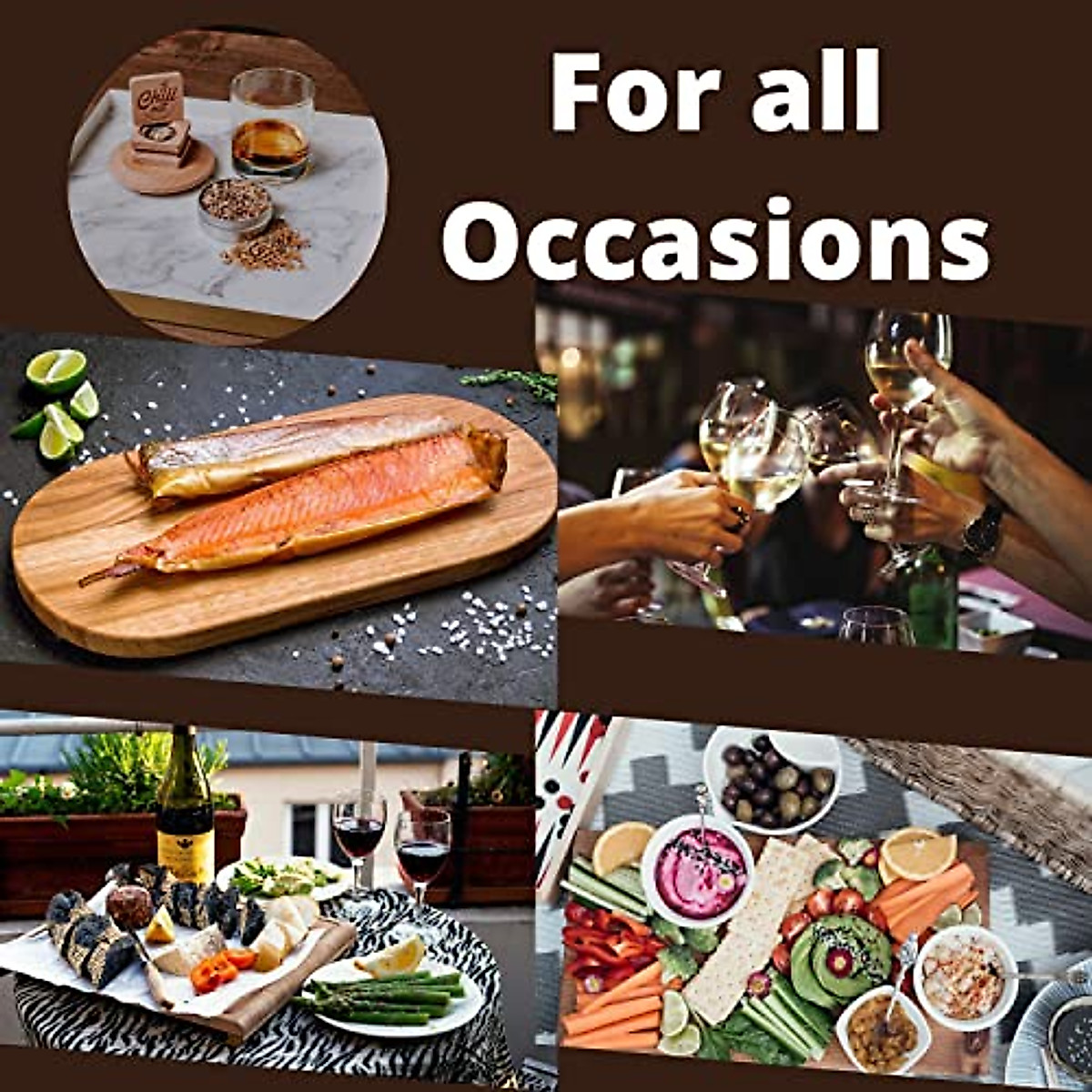 Chill Out Cocktail Smoker Kit with 6 Flavoured Wood Chips | Old Fashioned Bourbon and Whiskey Smoker Infuser Kit | Smoker for Cocktails, Meat, Cheese & More | Gifts for Men