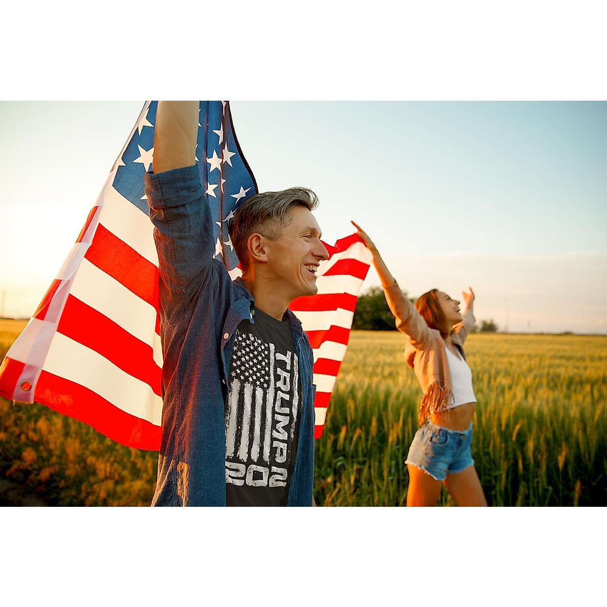 shop4ever® Trump Flag 2024 T-Shirt Large Black 0