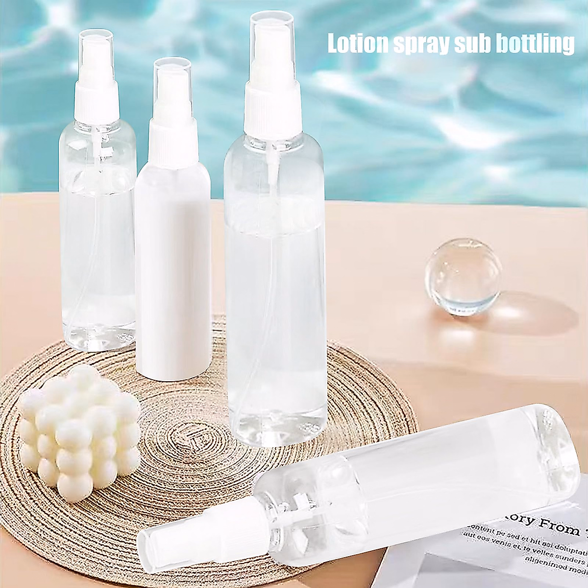 HAALII Small Spray Bottle, Spray Bottles, Clear Empty Fine Mist Plastic Mini Travel Bottle Set, Small Refillable Containers, 2 * 50ml, 2 * 100ml