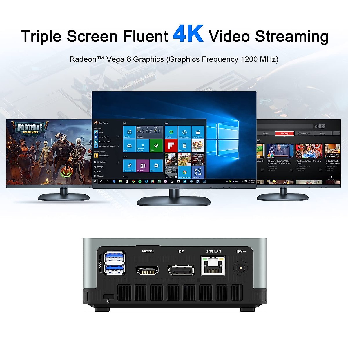 MINISFORUM UM700 Mini PC AMD Ryzen 7 3750H 4C/8T Desktop Computer, DDR4 16G RAM+512G SSD, HDMI/DP/USB-C 4K@60Hz Output, 2500Mbps LAN, 4X USB Port Mini Computer, Radeon RX Vega 10 Graphics Tower PC