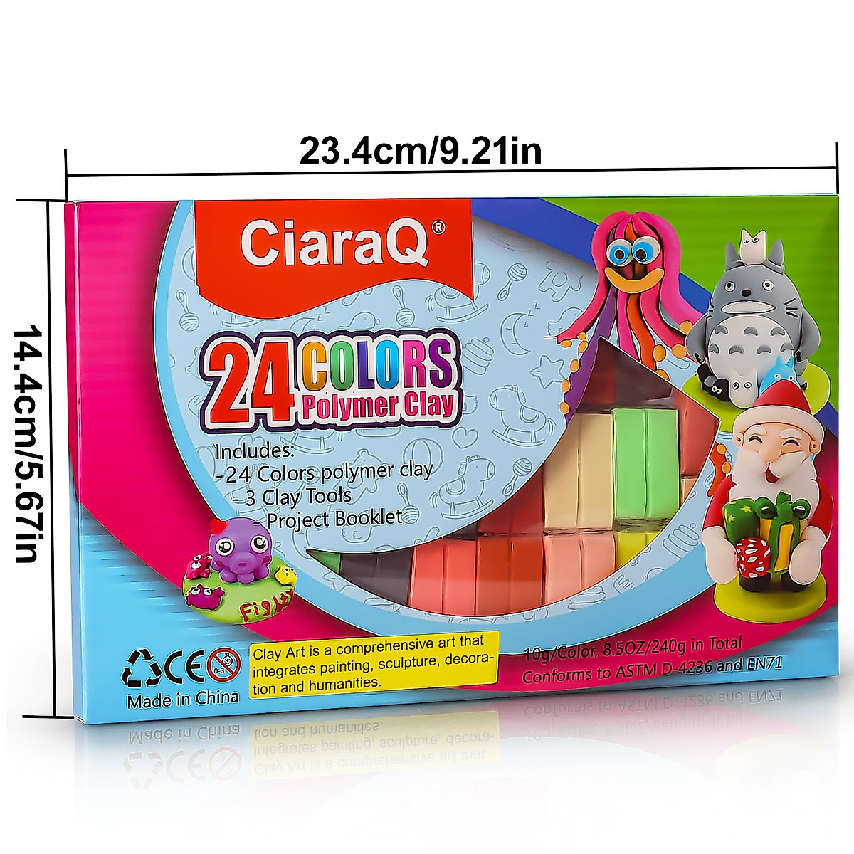 CiaraQ 24 Colors Small Block Polymer Clay Starter kit, Oven Bake Clay, CPSC Conformed Non-Toxic Molding DIY Clay, Great for Kids, Beginners.