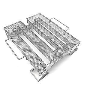 Cold Smoke Generator, Pellet Smoker Tray Box for BBQ Grill 8.9 x 6.9 Inch, Ideal for Smoking Cheese, Fish, Pork, Salmon, Stainless Steel Grill Cooking Tools Accessories (Rectangle)